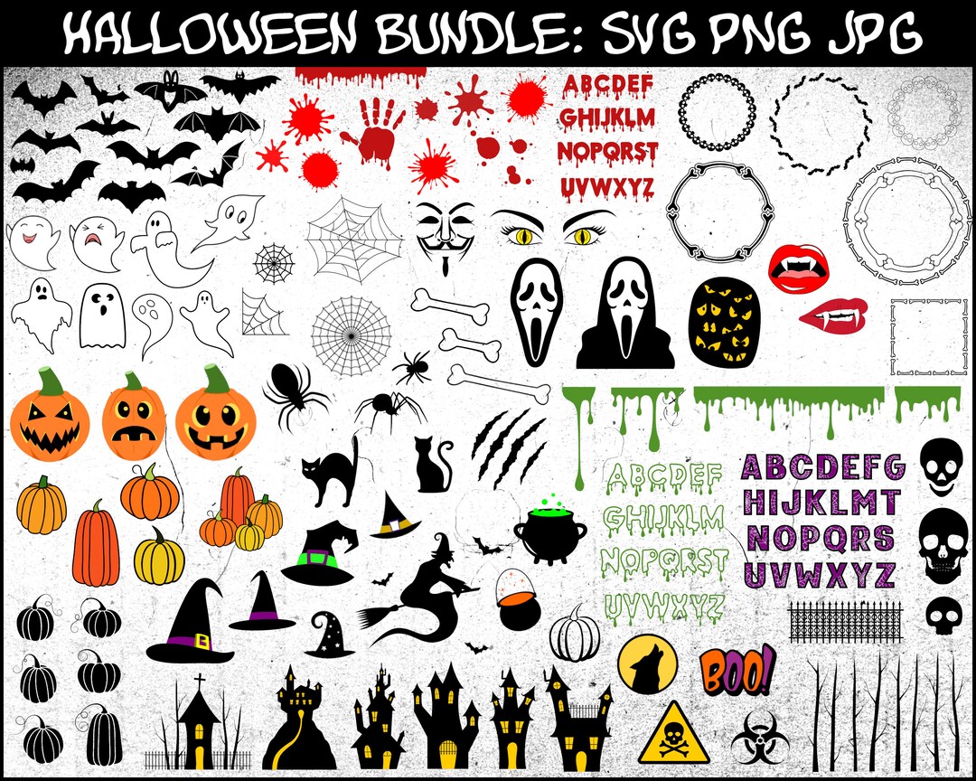 Huge Halloween Bundle - SVG, PNG, JPG, Digital Cut File - Commercial ...