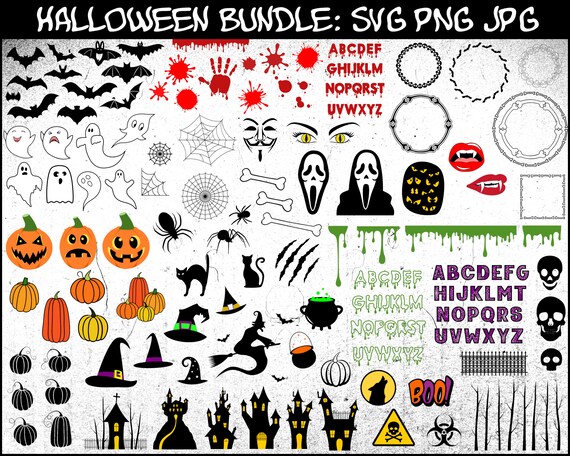 Huge Halloween Bundle SVG PNG JPG Digital Cut File | Etsy