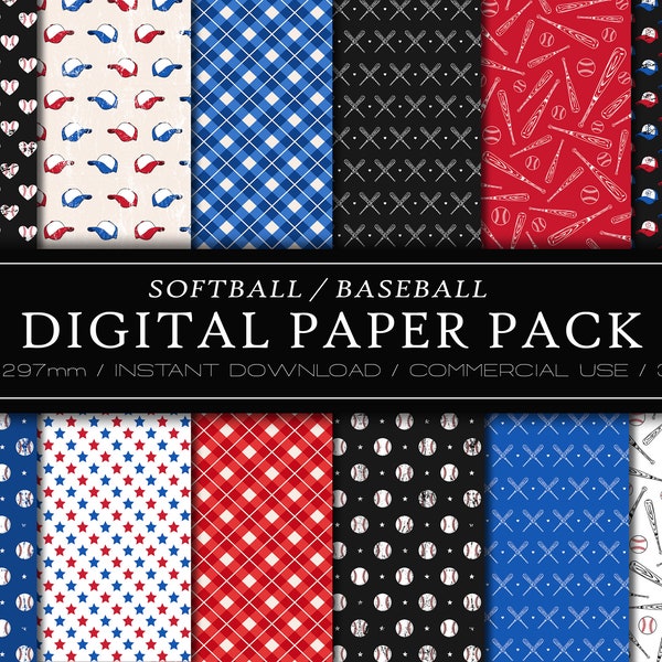 Softball Seamless Pattern Png - Etsy