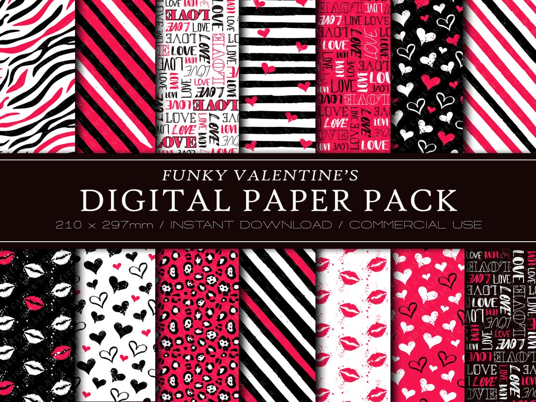 Funky Love, Digital Paper - PNG, JPG - Commercial Use, Instant Download ...