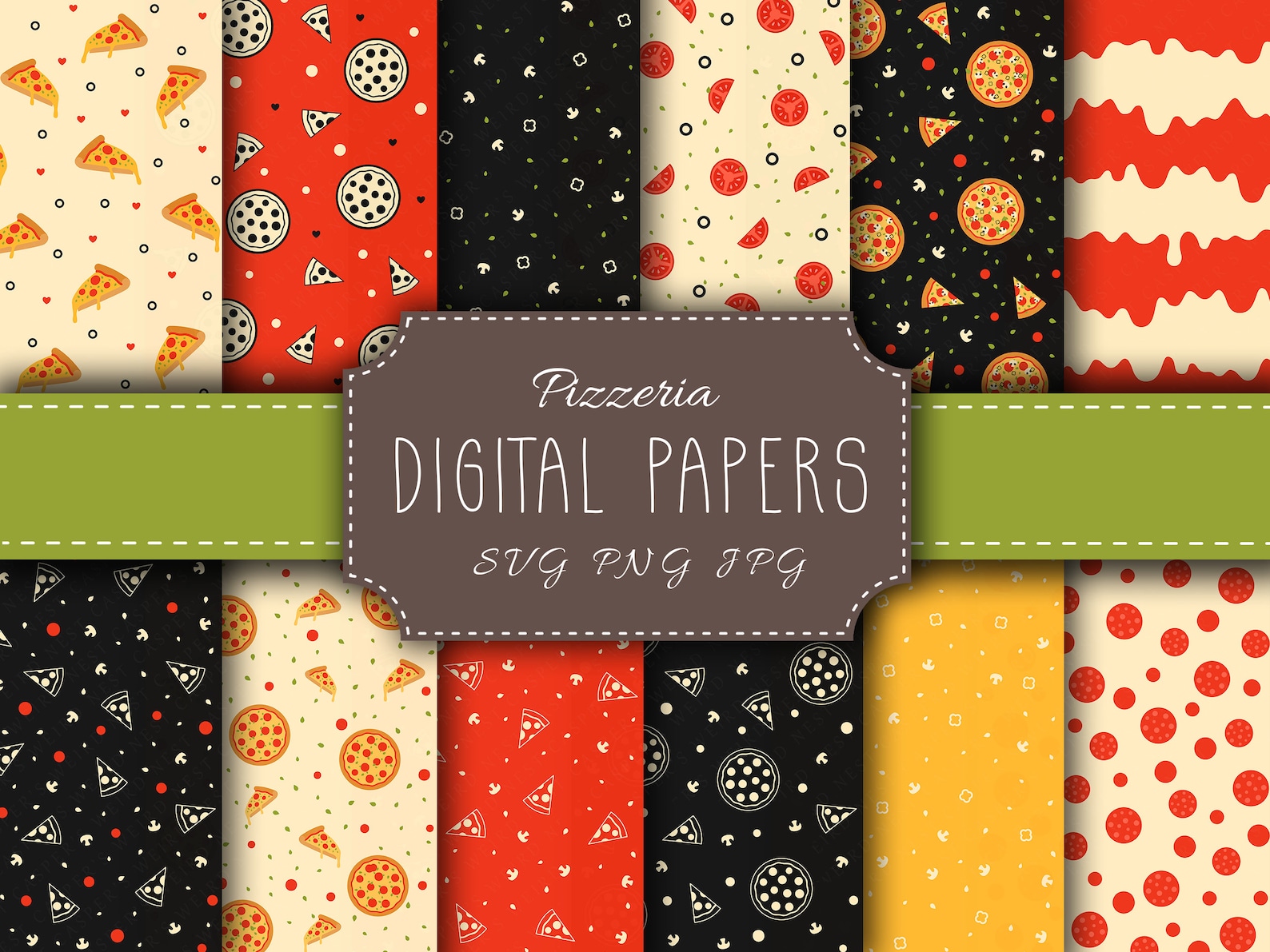 Pizzeria Digital Papers - PNG, JPG, SVG - Commercial Use, Instant ...