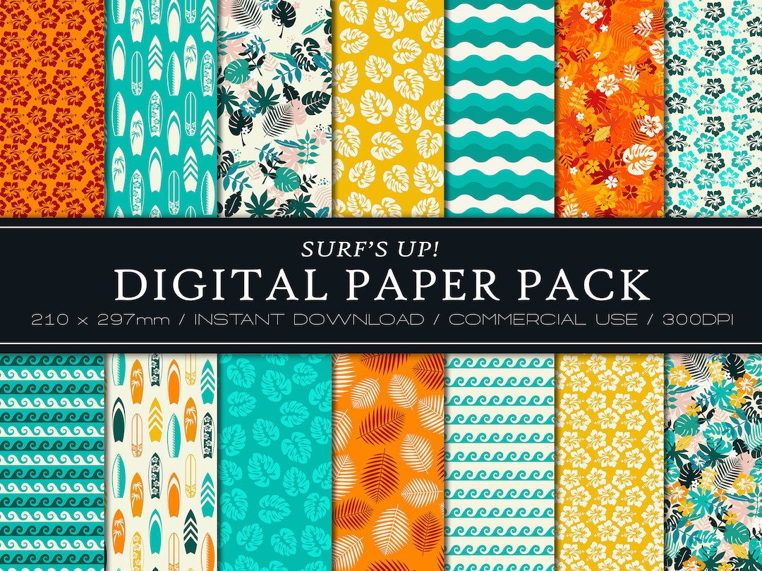Surfing Digital Papers - PNG, JPG, SVG, Commercial Use, Instant ...