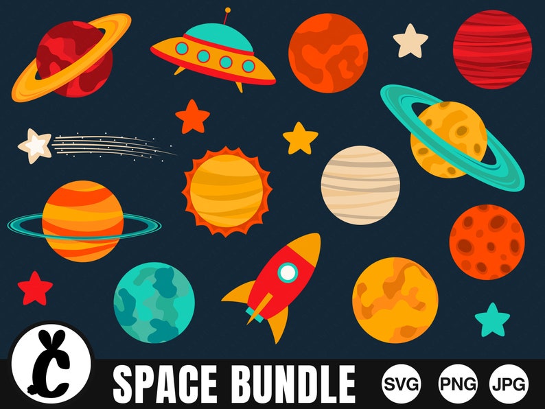 Space Bundle, SVG PNG JPG, Digital Cut File, Commercial Use, Instant ...