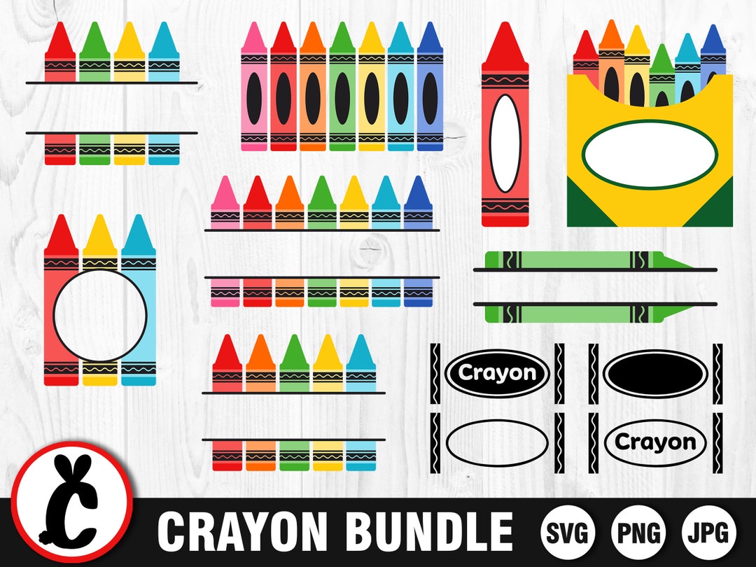 Crayon Bundle - SVG, PNG, JPG, Crayon Monograms, Digital Download ...