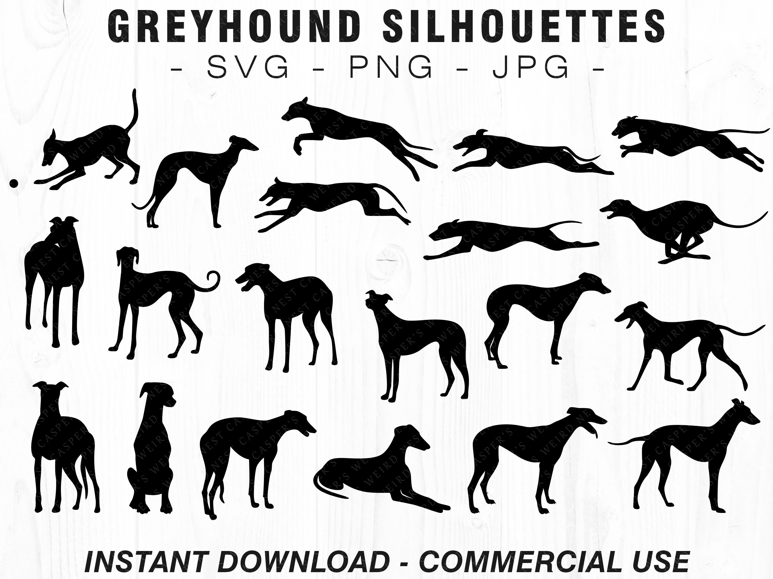 Greyhound Dog Silhouette Bundle SVG PNG JPG Digital Cut - Etsy Australia