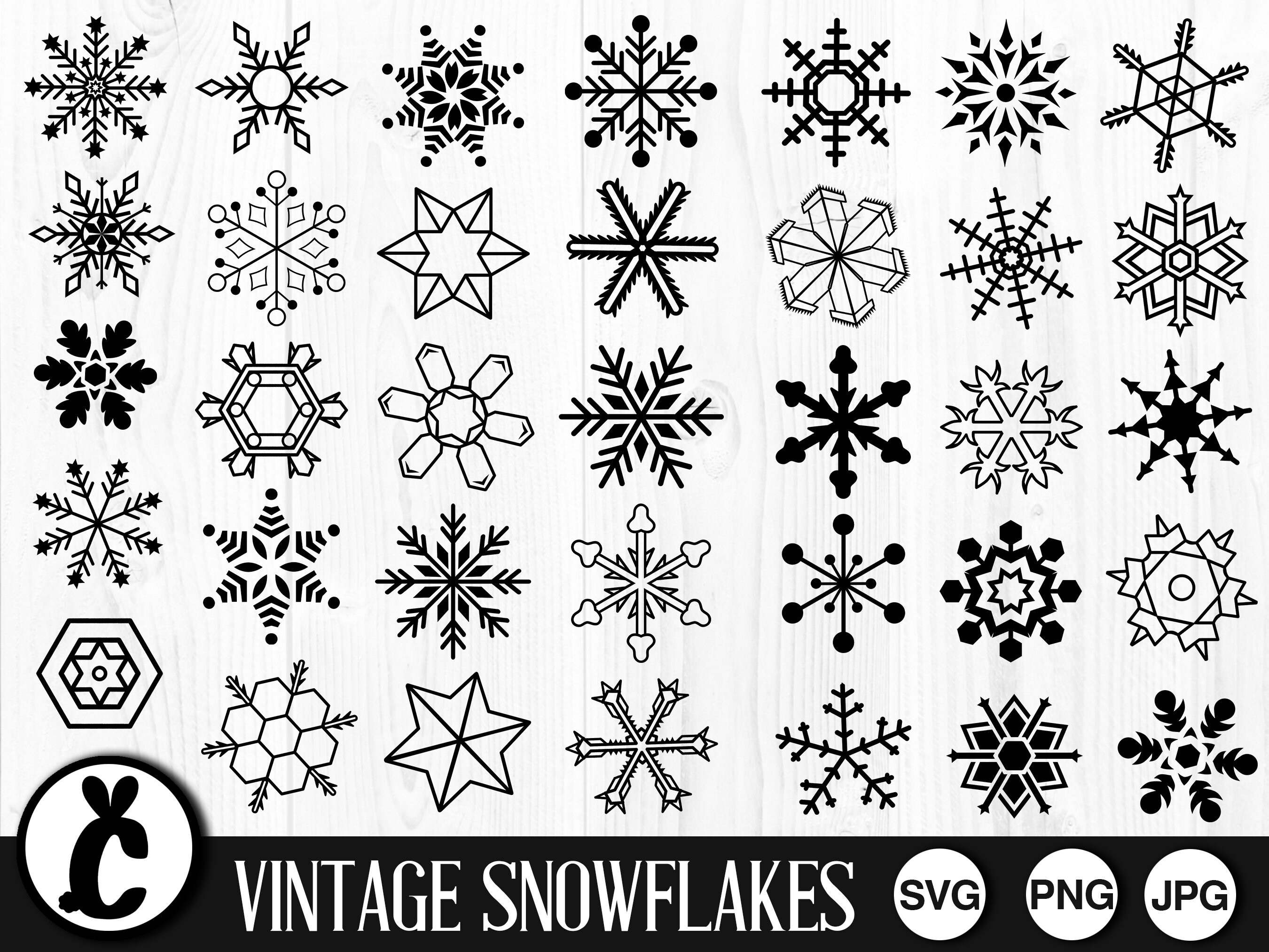 Snowflake Bundle SVG PNG JPG Commercial Use Digital Cut - Etsy