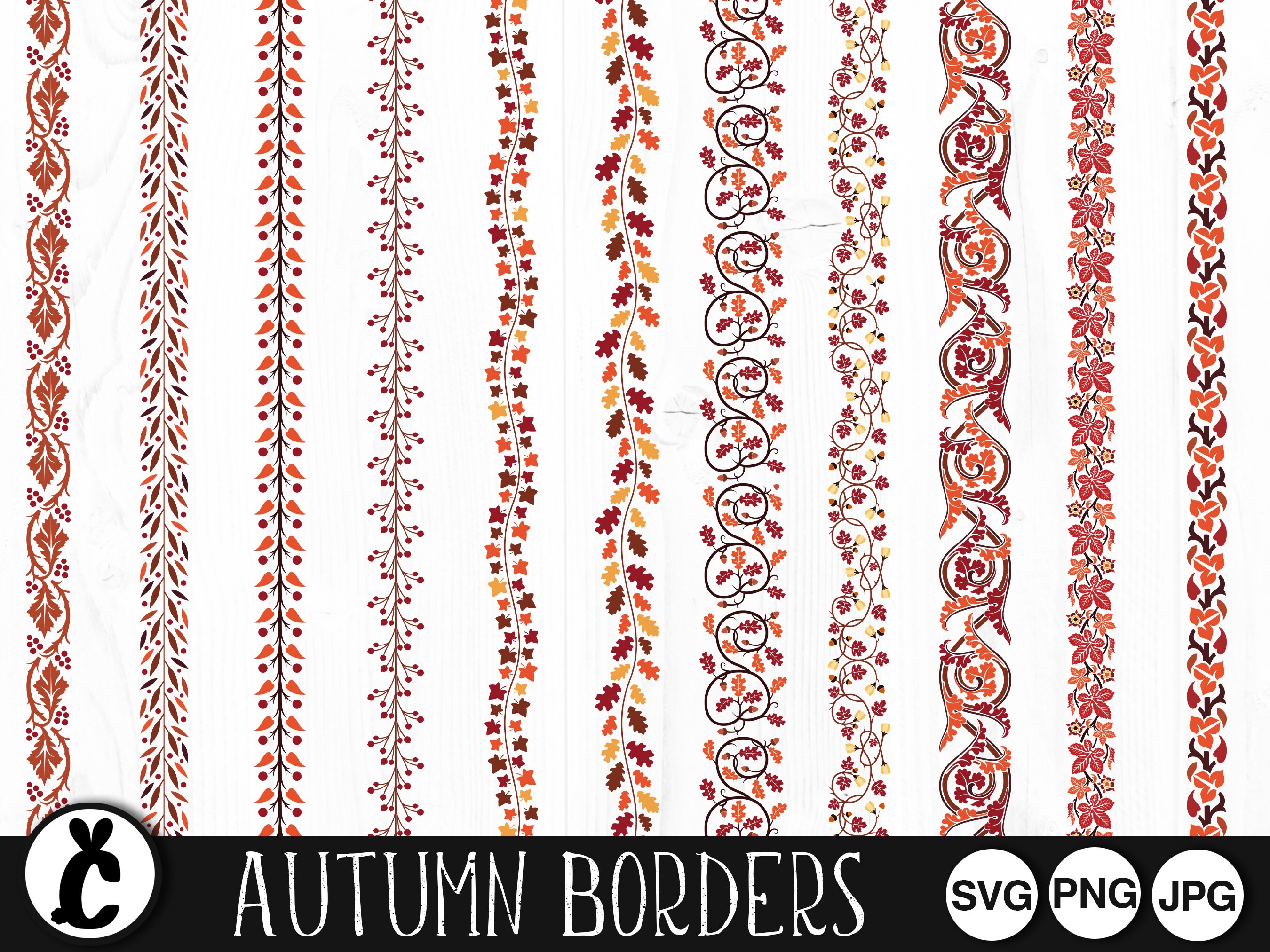 Autumn Borders SVG PNG JPG Digital Cut File Commercial - Etsy