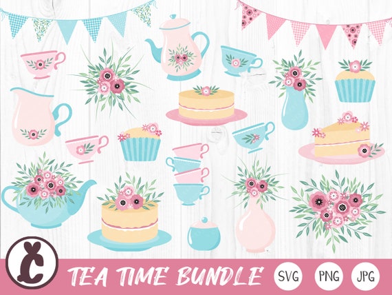 Tea Time Bundle SVG PNG JPG Digital Cut File Instant | Etsy