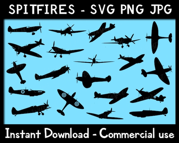 Spitfire Silhouettes SVG PNG JPG Digital Cut Files | Etsy UK