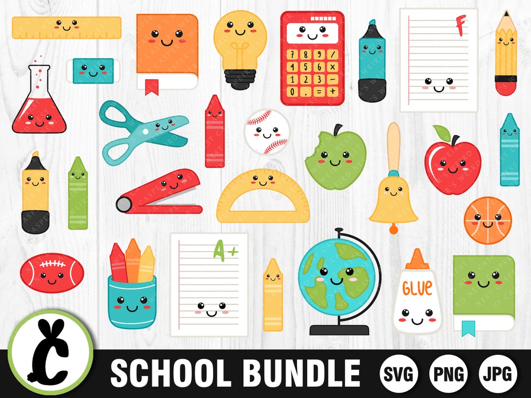 Cute School Bundle - Svg Bundle, SVG, PNG, JPG, Digital Download, Ready ...