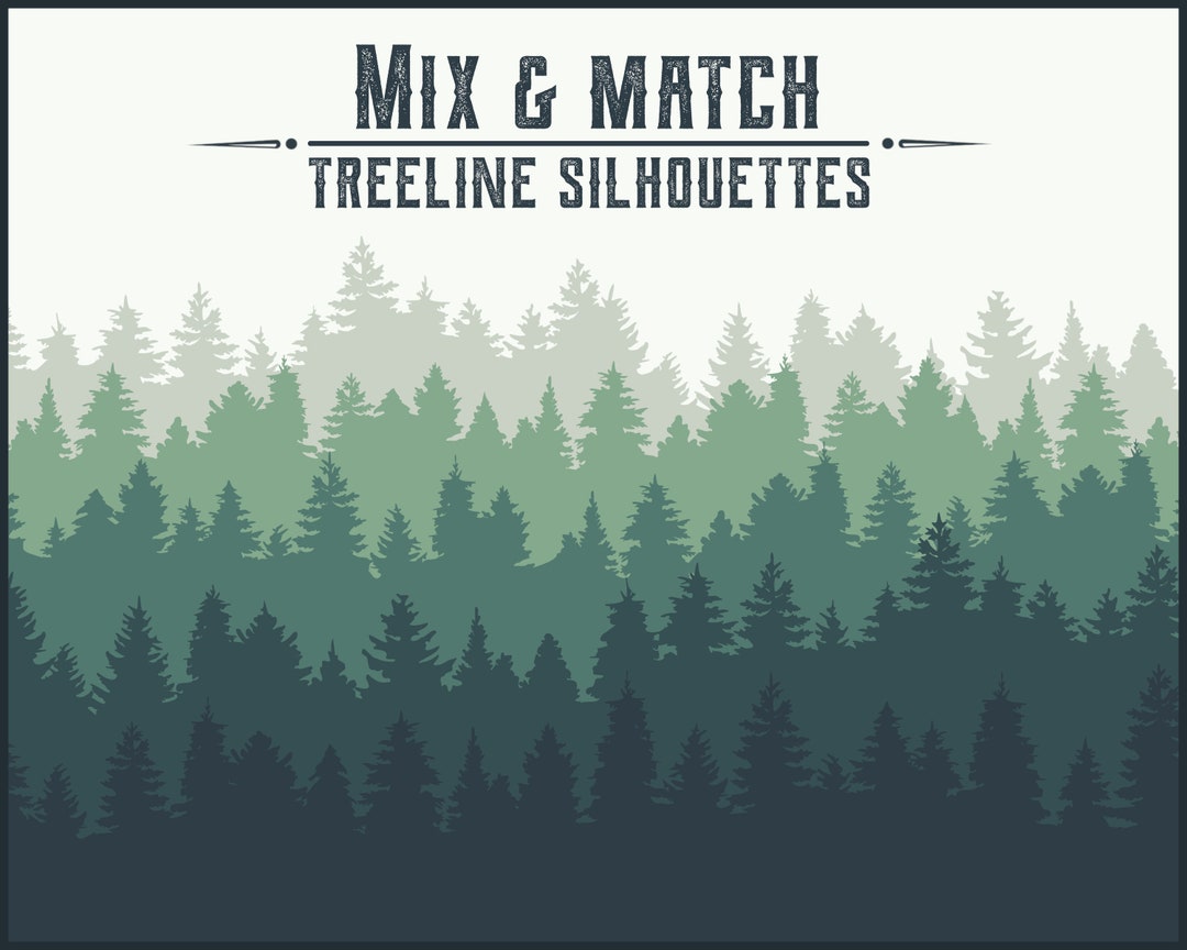 5 Unique Treeline Silhouettes - SVG PNG JPG - Transparent Background ...