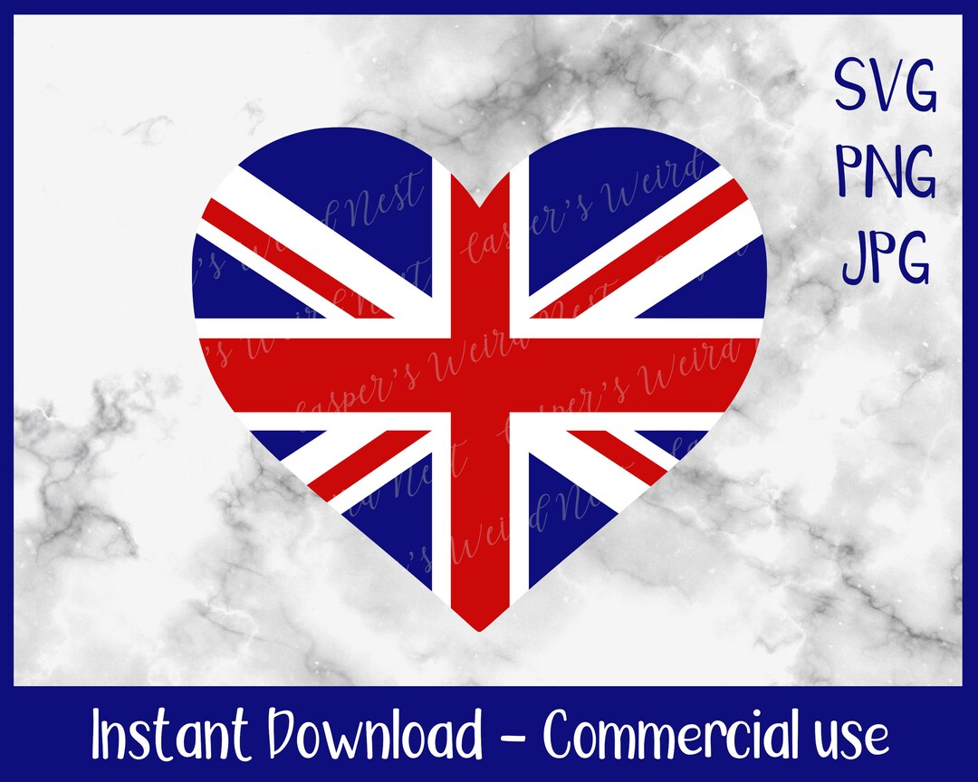 Heart Union Jack - SVG, PNG, JPG Digital Cut Files (commercial Use) - Etsy