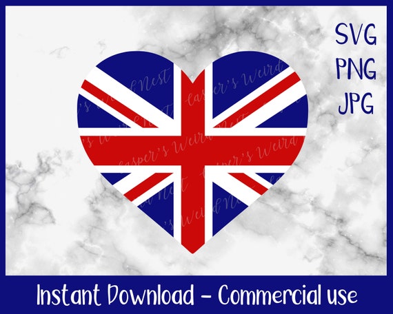 Heart Shaped Union Jack SVG PNG JPG Digital Cut Files - Etsy