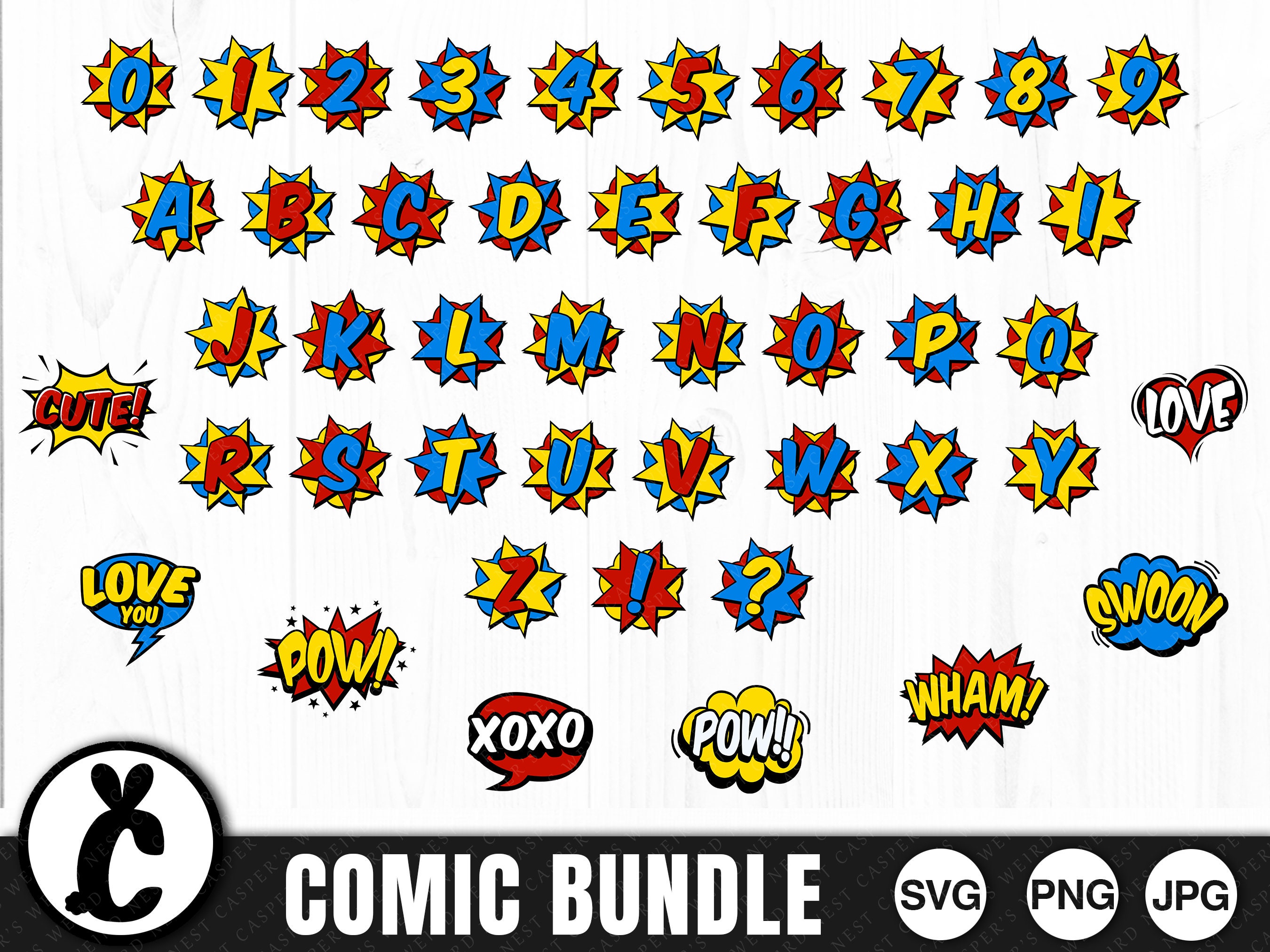 Comic Style Letters SVG PNG JPG Digital Cut File - Etsy