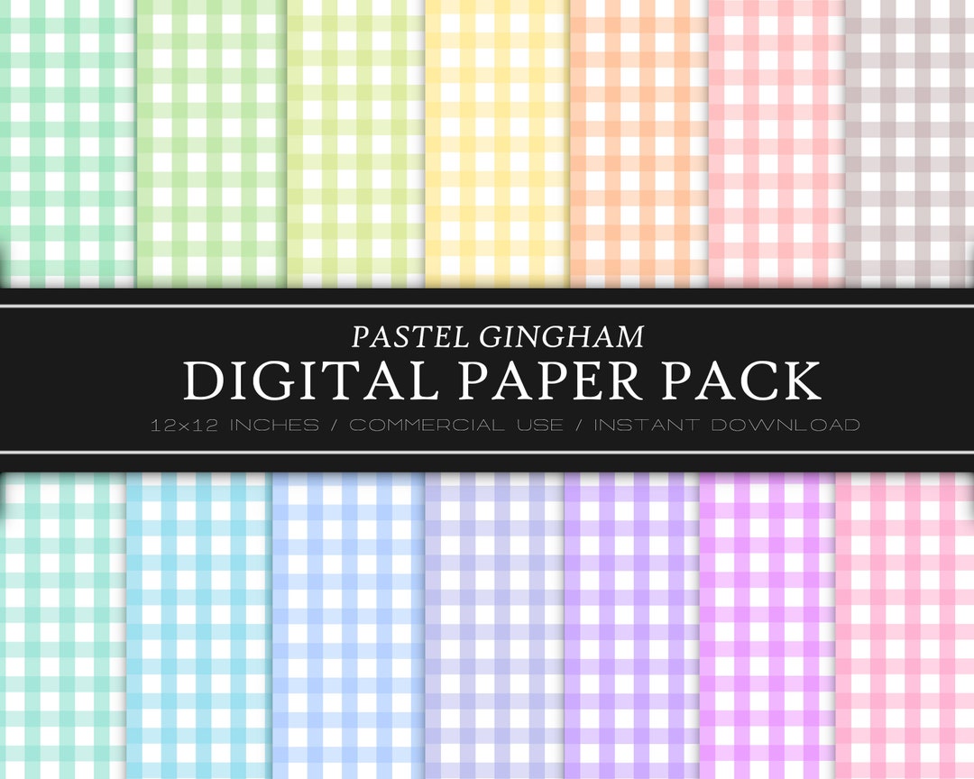 Pastel Gingham, Digital Paper Pack, PNG, SVG, JPG, Commercial Use ...