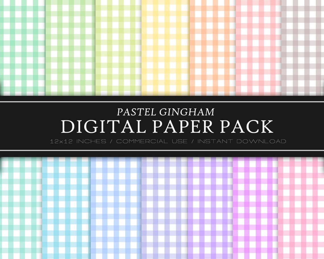 Pastel Gingham Digital Paper Pack PNG SVG JPG Commercial - Etsy