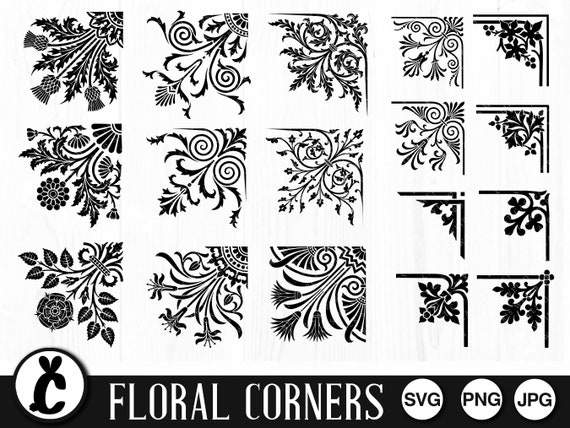 Floral Corners SVG PNG JPG Digital Cut File Commercial - Etsy