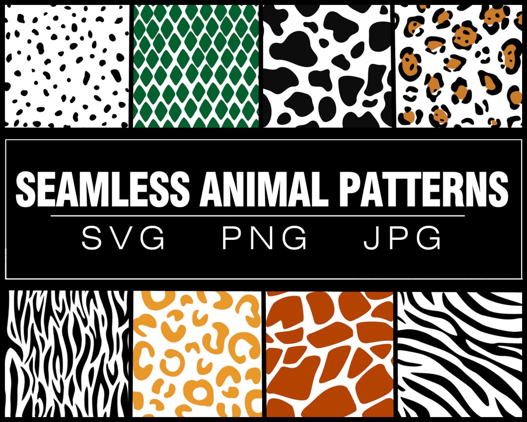 Seamless Animal Patterns - SVG, PNG, JPG, Digital Cut File, Commercial ...