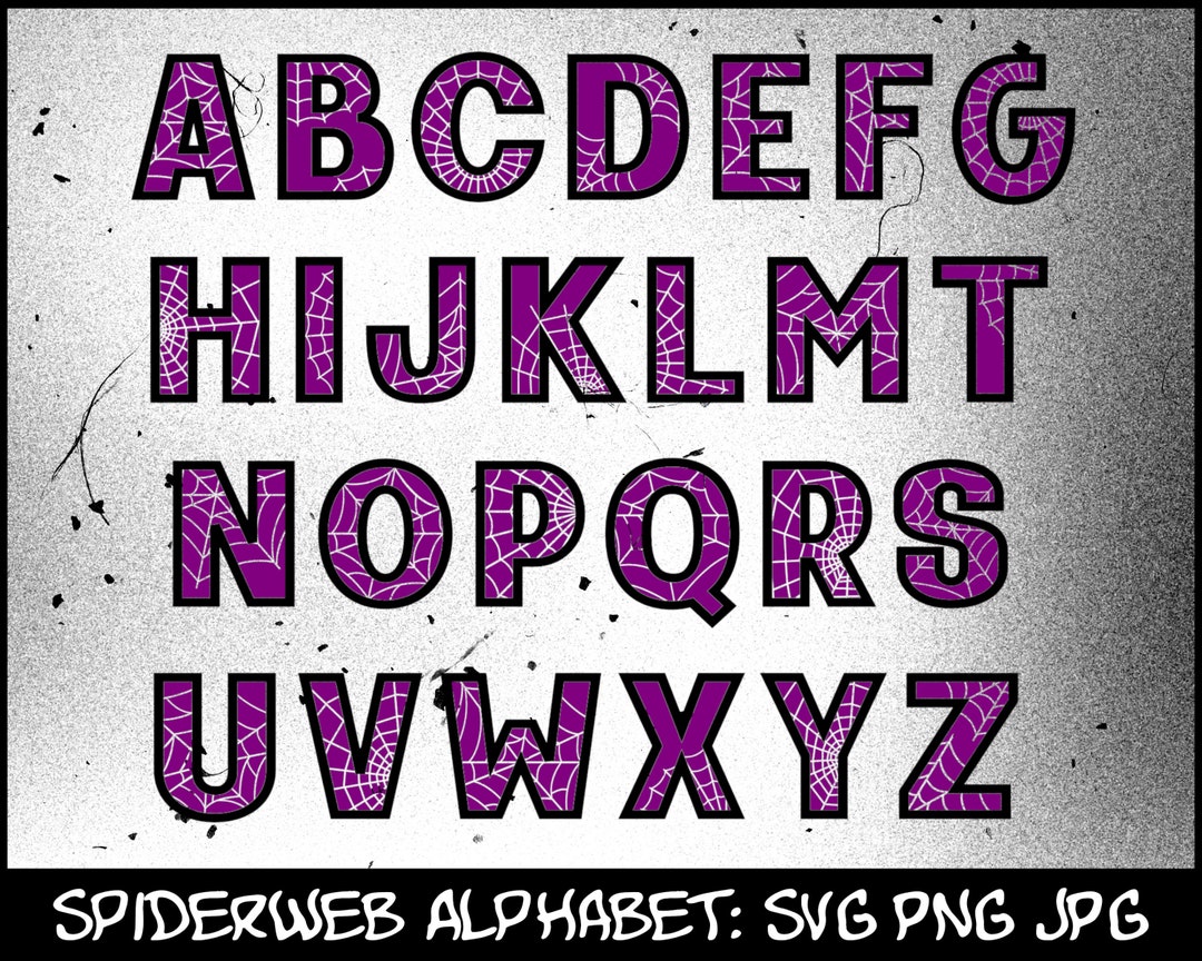 Spider Web Alphabet - SVG, PNG, JPG - Commercial Use, Instant Download ...