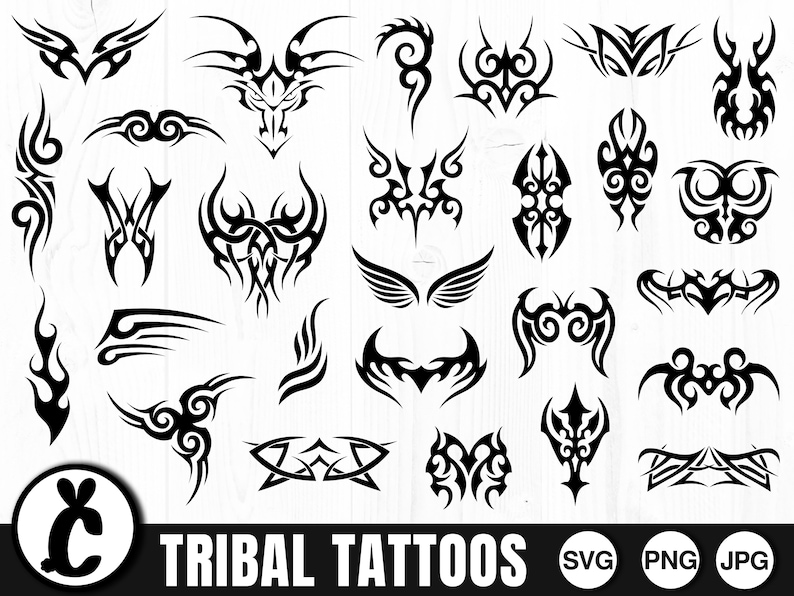 Tribal Tattoos SVG PNG JPG Commercial Use Digital Cut - Etsy