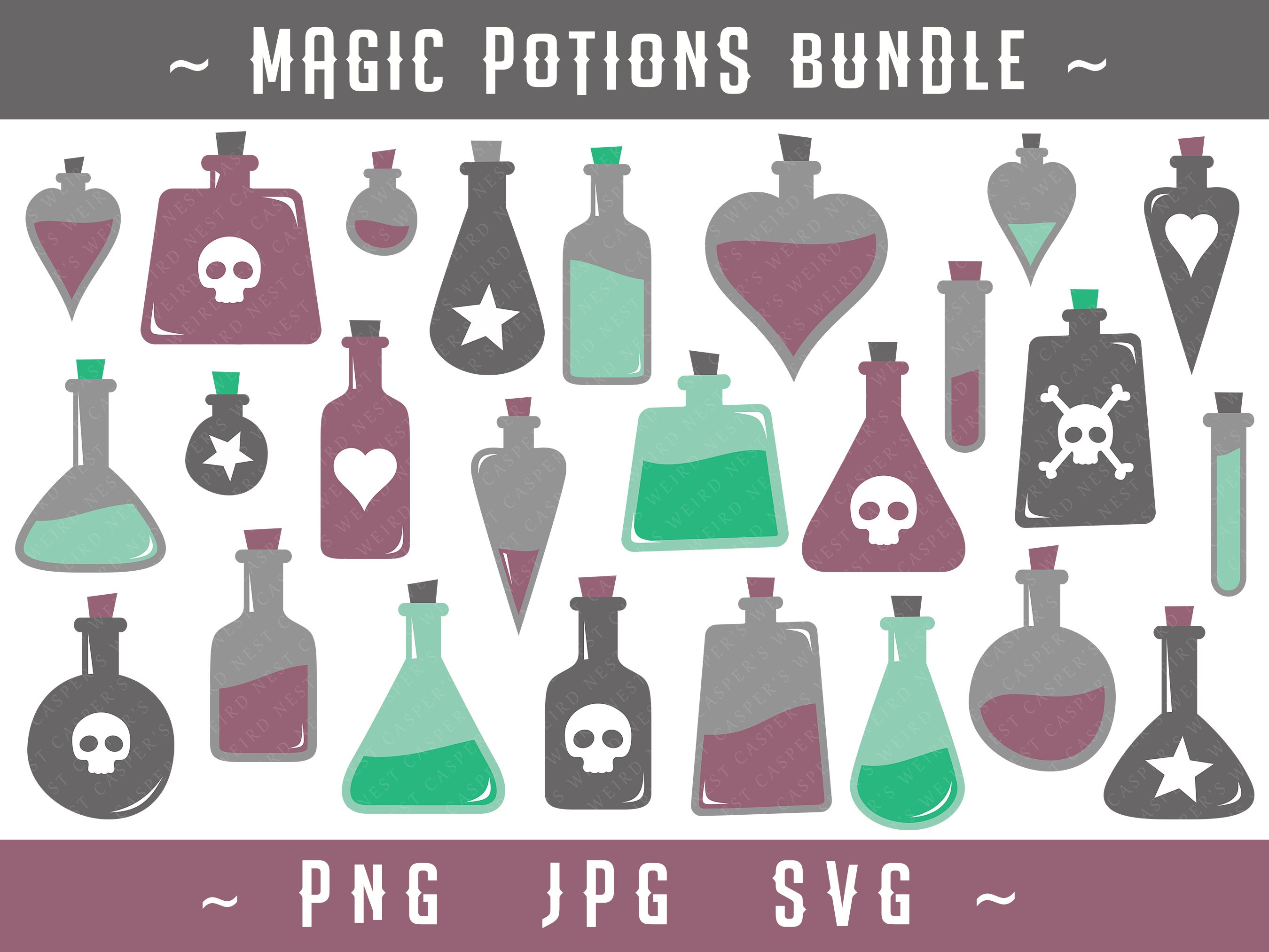 Magic Potions SVG PNG JPG Digital Cut File Instant - Etsy