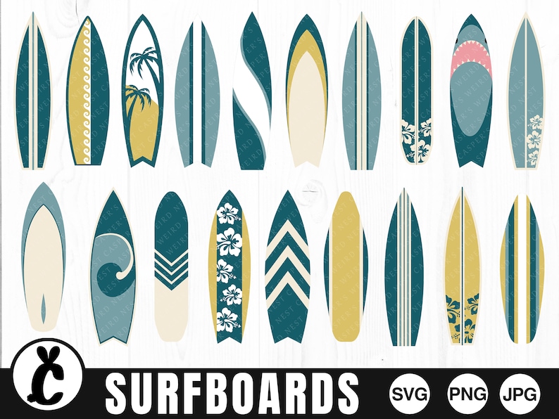 Surfboard Bundle - SVG, PNG, JPG - Digital Cut Files, Commercial Use ...