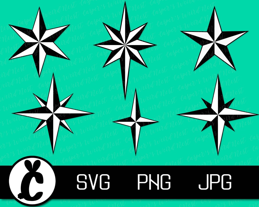 Nautical Stars - SVG, PNG, JPG - Commercial Use, Layered Svgs, Digital ...