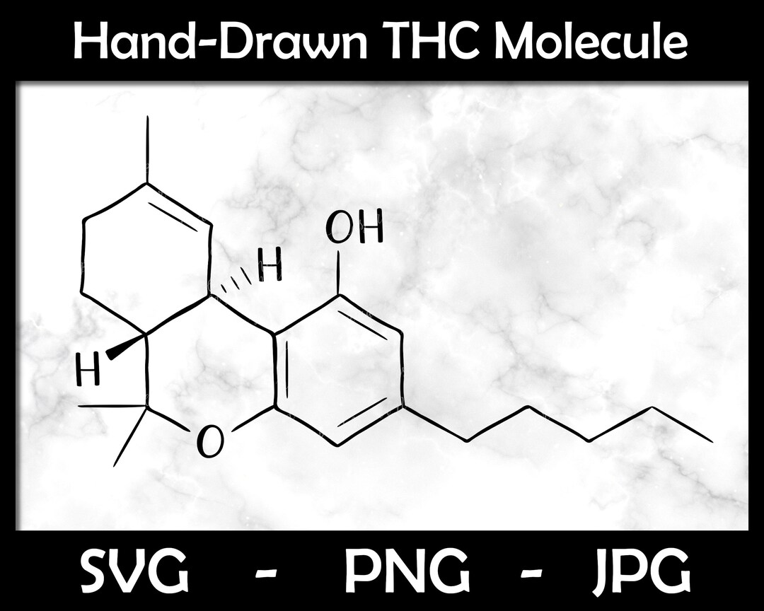 Hand Drawn THC / Cannabis Molecule - Svg, Png, Jpg, Digital Cut Files ...