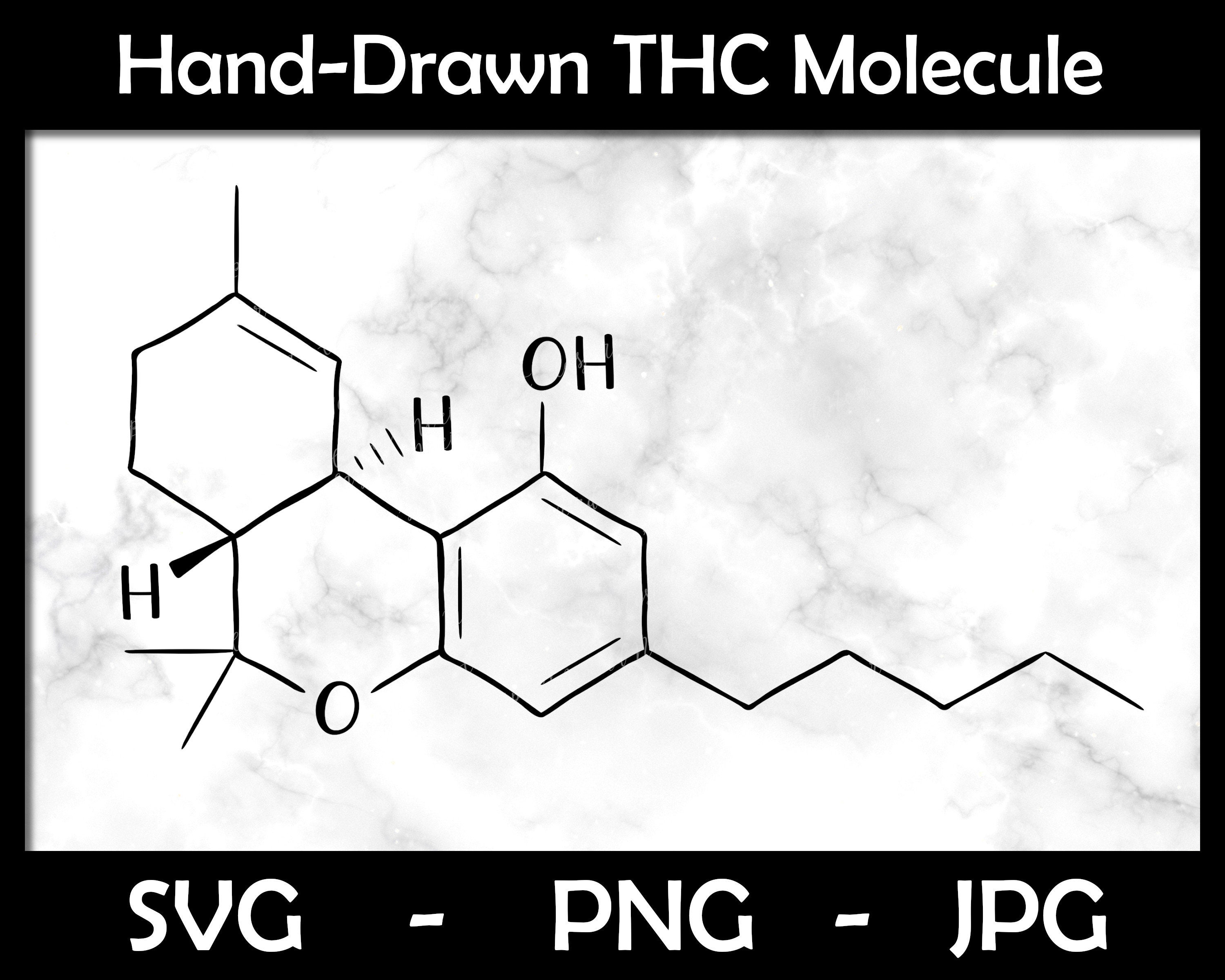 Hand drawn THC / cannabis molecule svg png jpg digital | Etsy