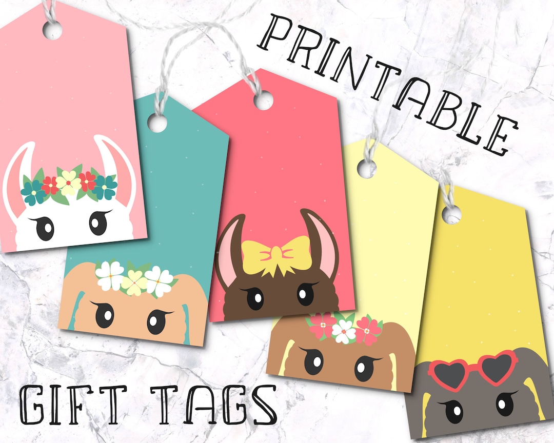 Llama Gift Tags, Cute Kids Party Labels (PNG, PDF, Instant Download ...