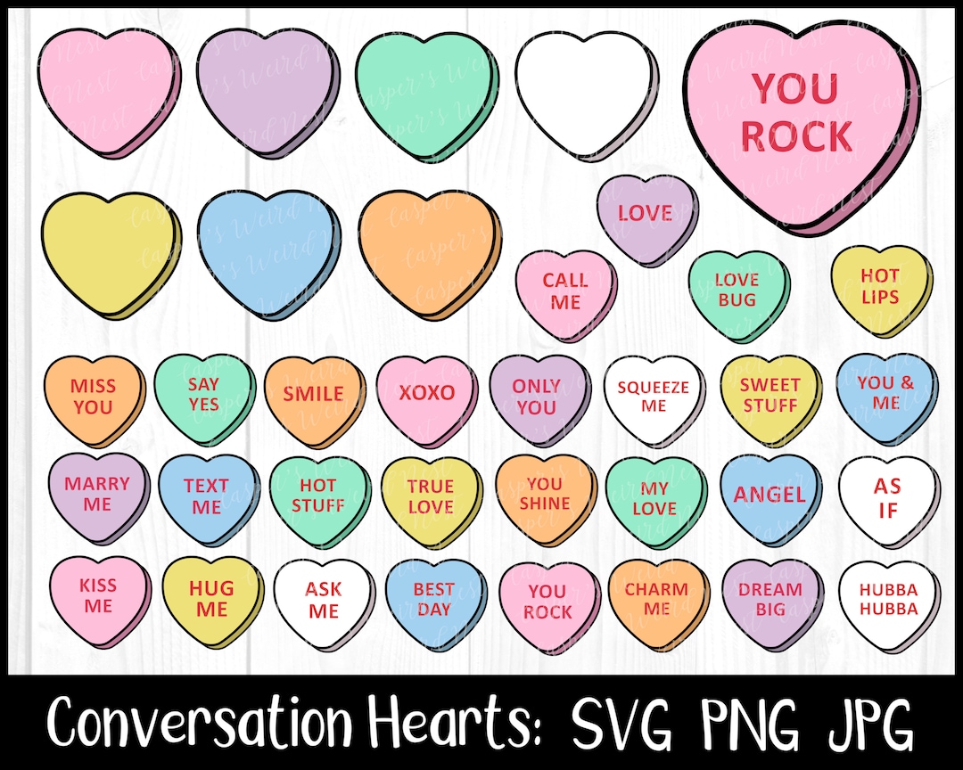 Layered Conversation Hearts With Blanks, SVG, PNG, JPG, Digital Cut ...