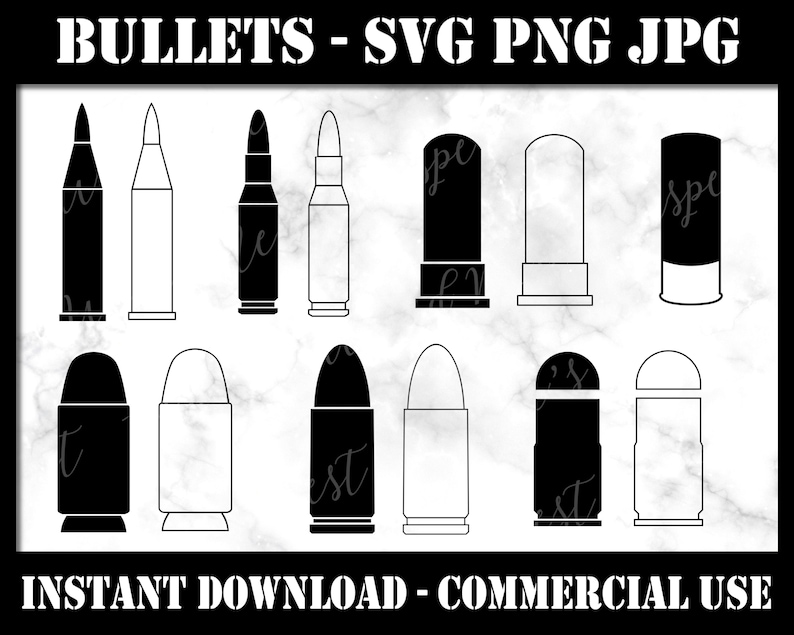 Bullet Bundle SVG PNG JPG Commercial Use Digital Cut | Etsy
