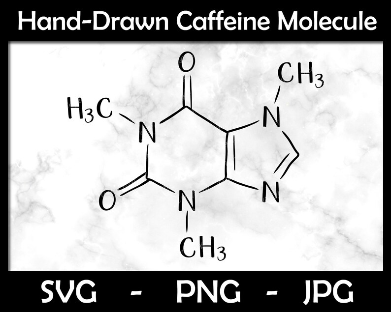 Hand Drawn Caffeine / Coffee Molecule SVG PNG JPG Digital - Etsy