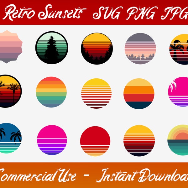 Retro Sunset Svg - Etsy Canada