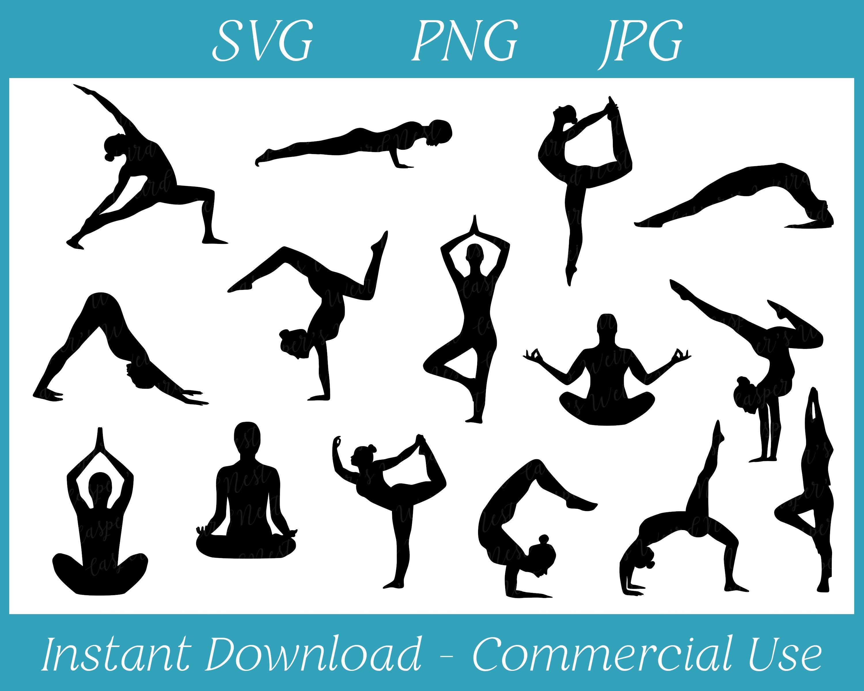 Yoga Poses SVG – Cricut Cut Files, Transparent PNG JPG (commercial Use ...