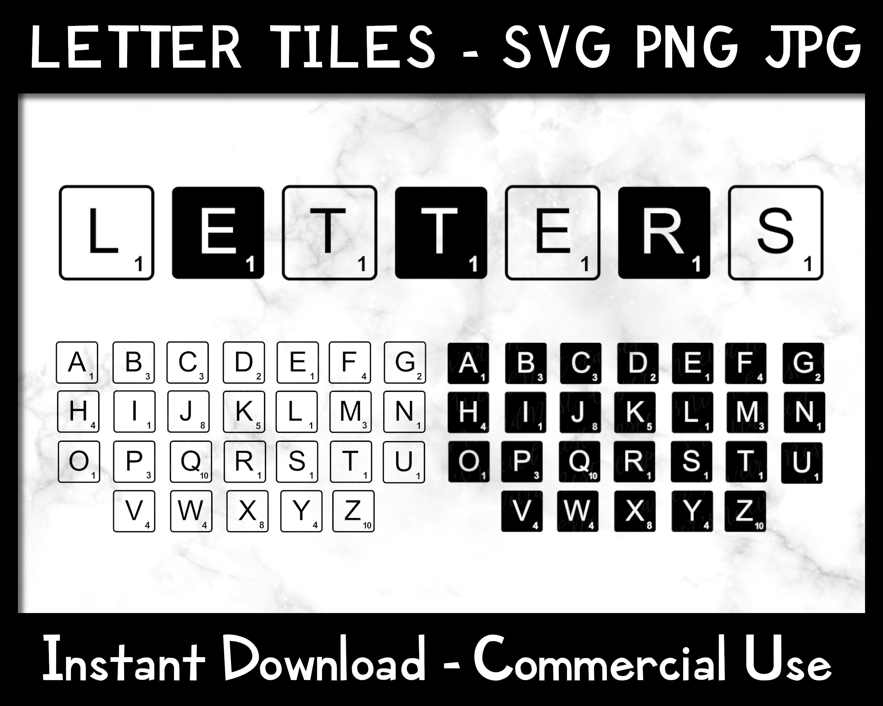Letter Tiles SVG PNG Commercial Use Instant Download - Etsy