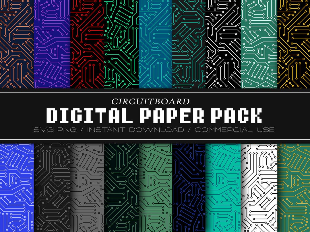 Seamless Circuit Board Patterns: SVG, PNG, JPG, Digital Cut File ...