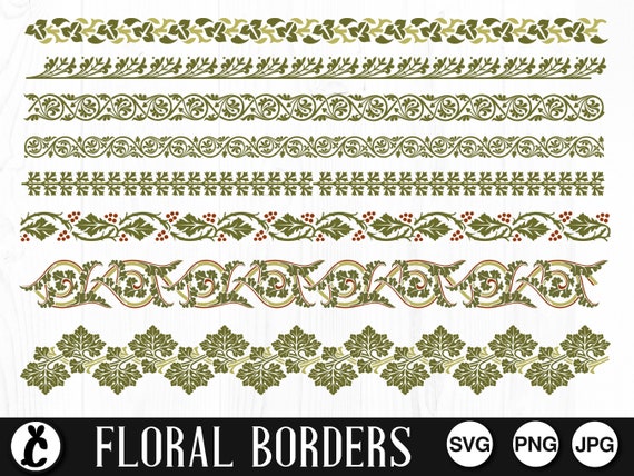 Leafy Borders SVG PNG JPG Digital Cut File Commercial - Etsy