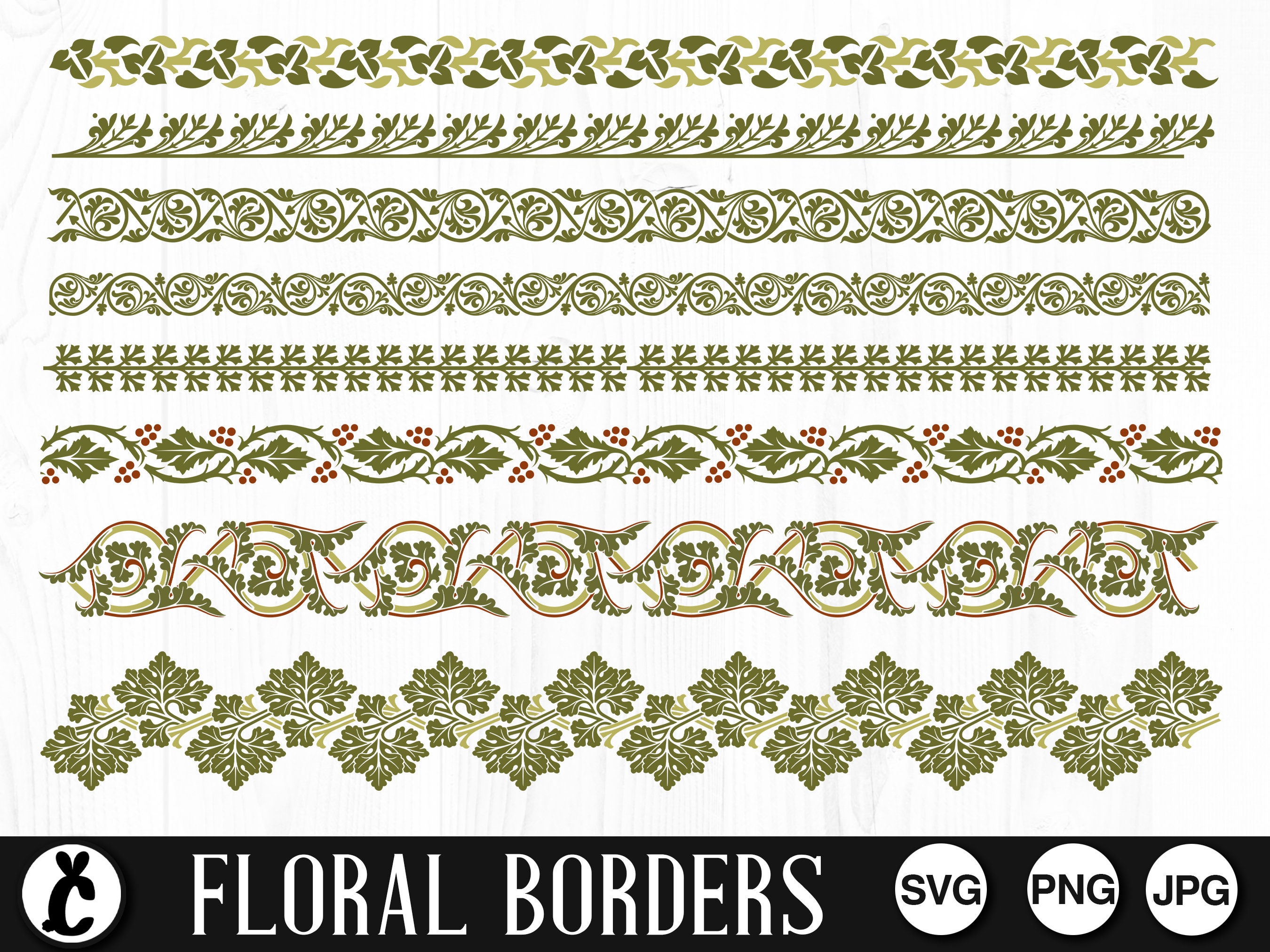 Leafy Borders SVG PNG JPG Digital Cut File Commercial - Etsy India