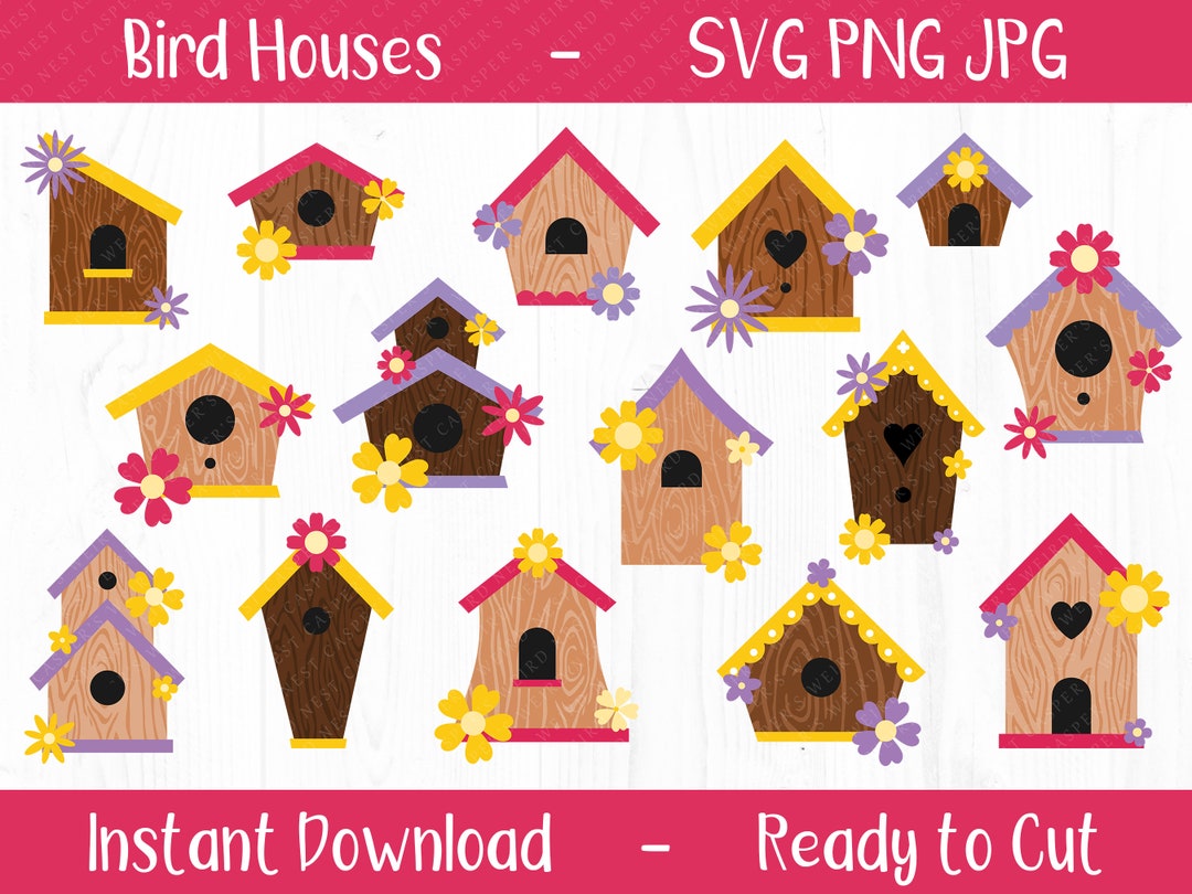 Bird Houses - SVG, PNG, JPG - Commercial Use, Birdhouse Clipart ...
