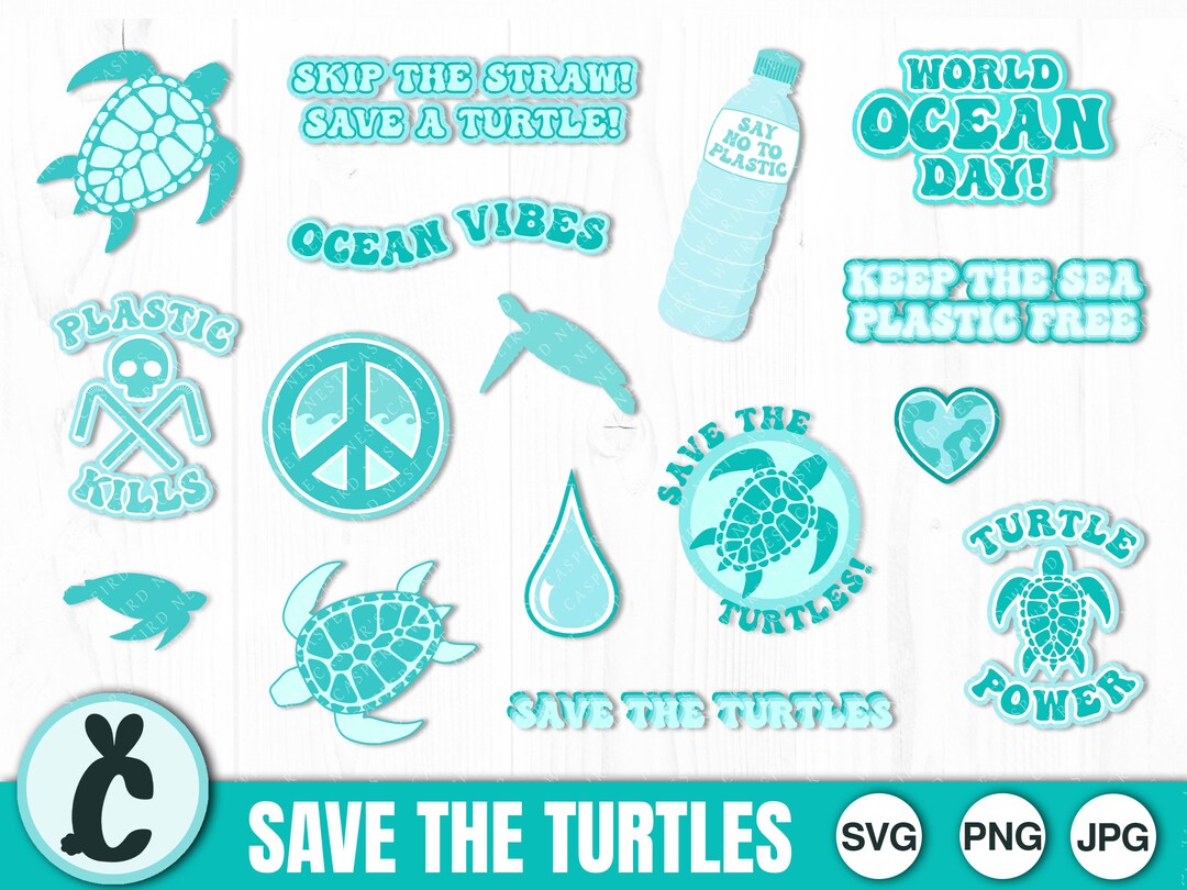 Save the Turtles - SVG, PNG, JPG, Digital Cut Files - Commercial Use ...