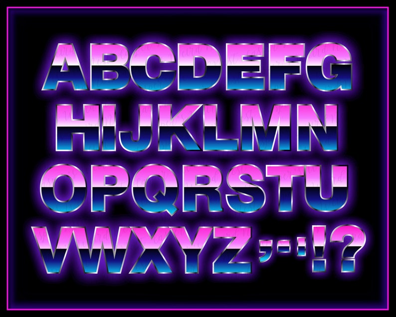 Vaporwave PNG Alphabet – Neon Futuristic Letters (digital Download) - Etsy