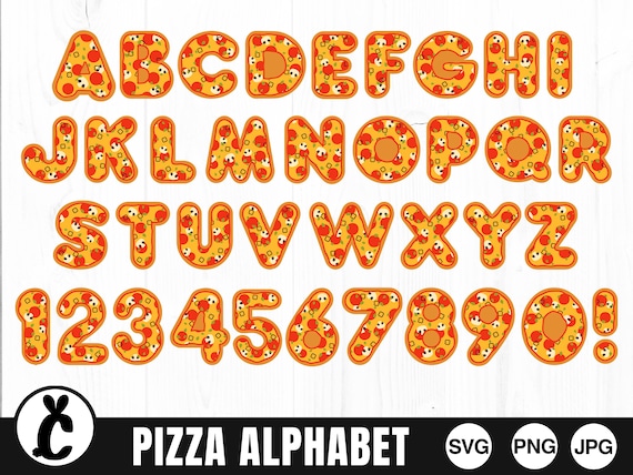 Pizza Alphabet SVG PNG JPG Commercial Use Instant - Etsy Australia