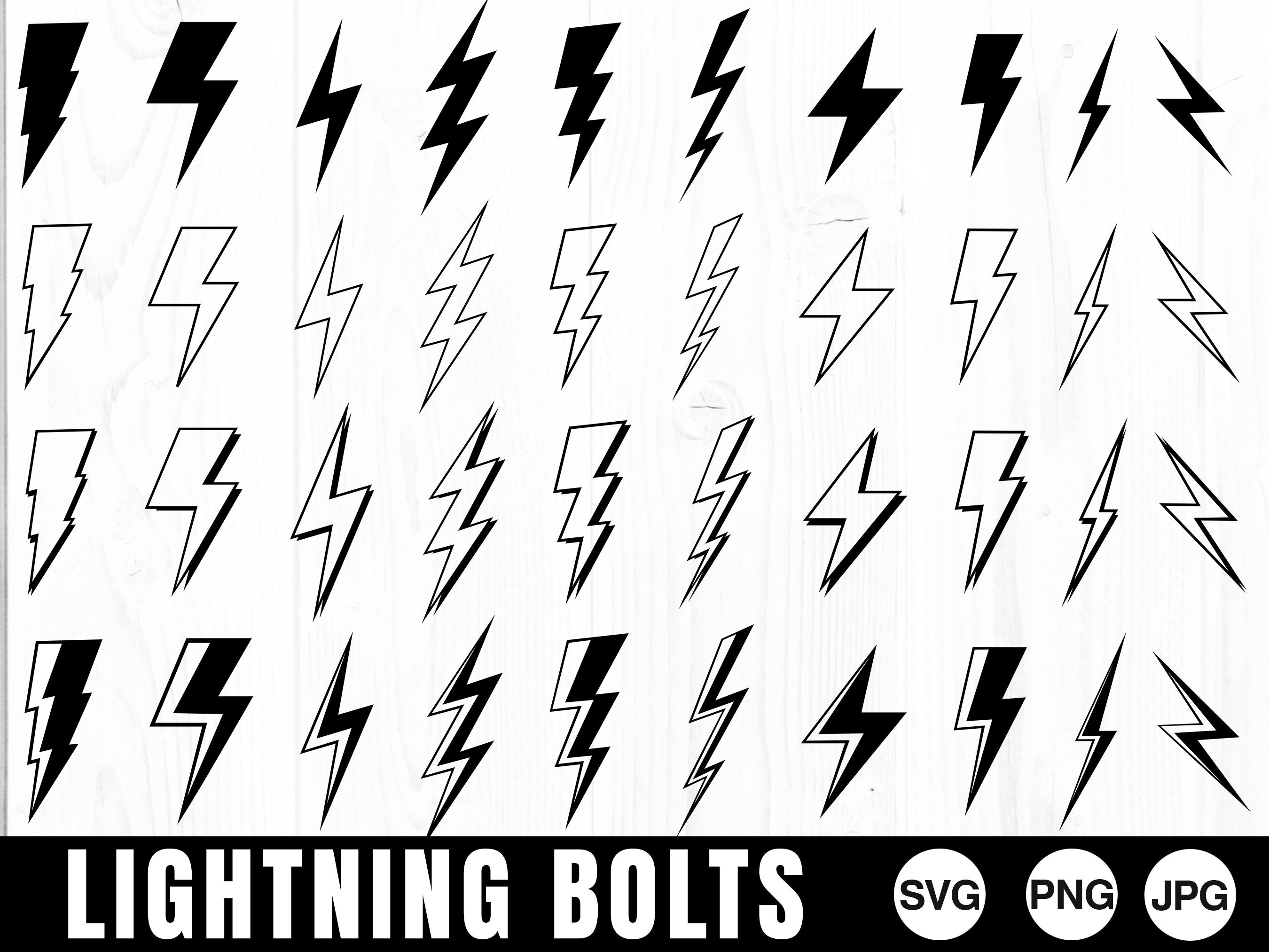 Lightning Bolts, SVG, PNG, JPG, Commercial Use, Digital Cut File, File ...