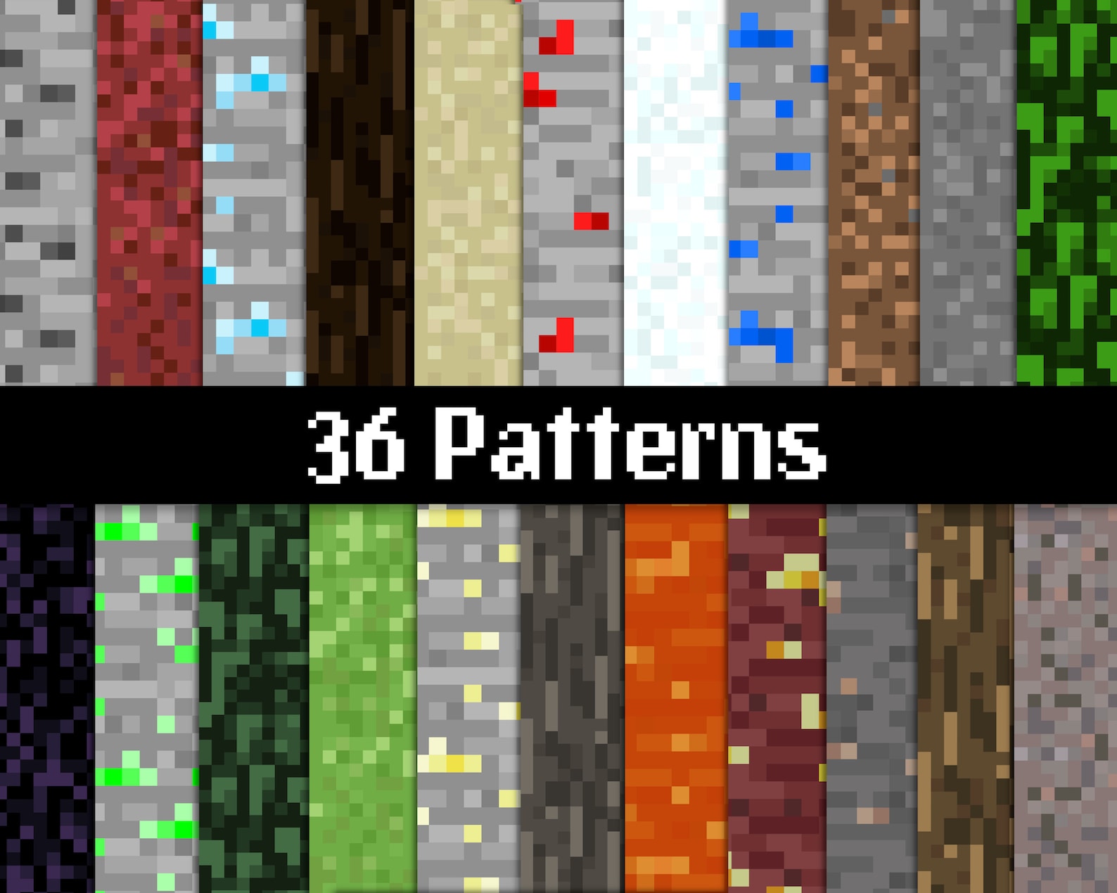 36 Seamless Pixelated Pattern Papers - SVG & PNG - Digital Cut Files ...
