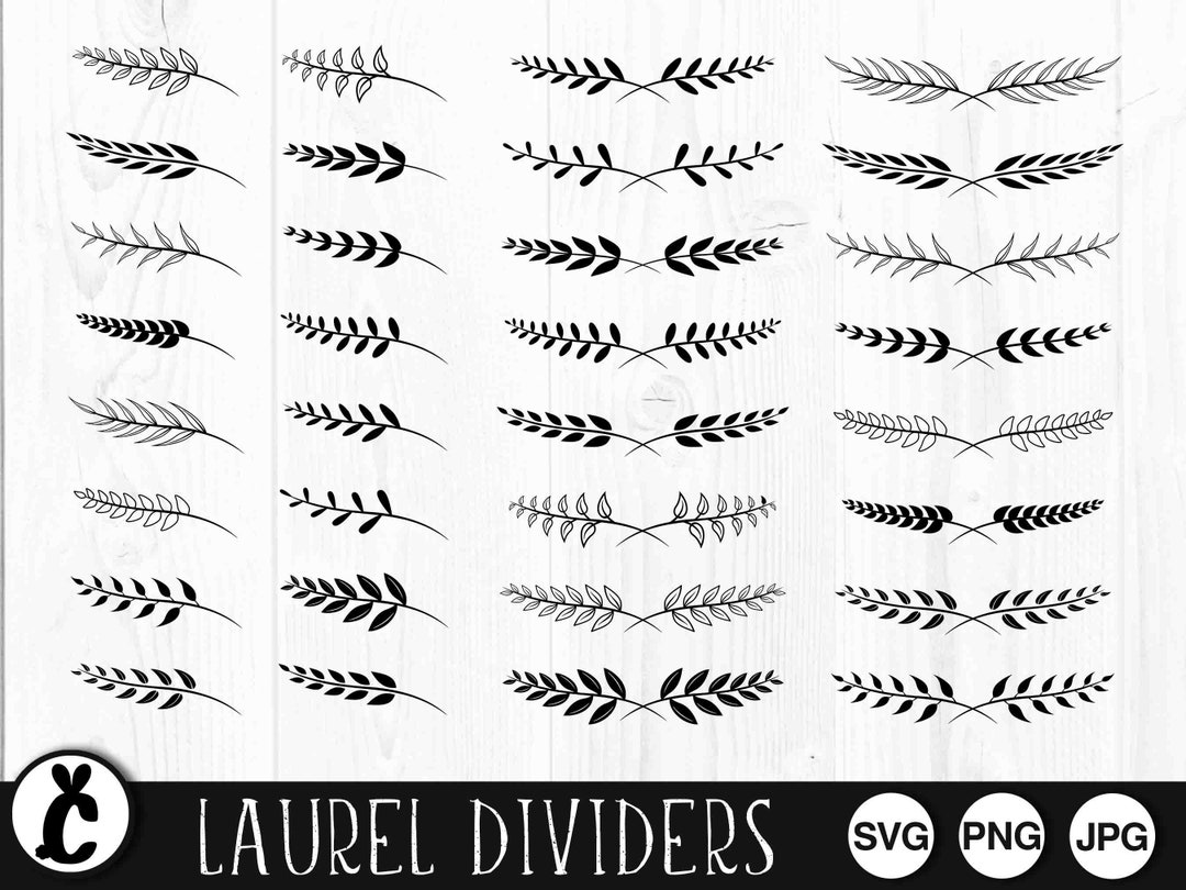 Leaf Laurel Divider SVG Bundle - Floral Text Dividers (digital Cut File ...