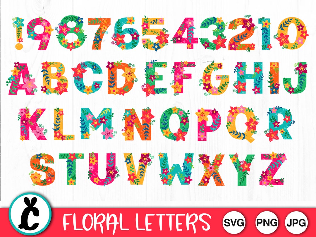 Floral Letters, SVG, PNG, JPG, Instant Download, Floral Numbers, Svg ...