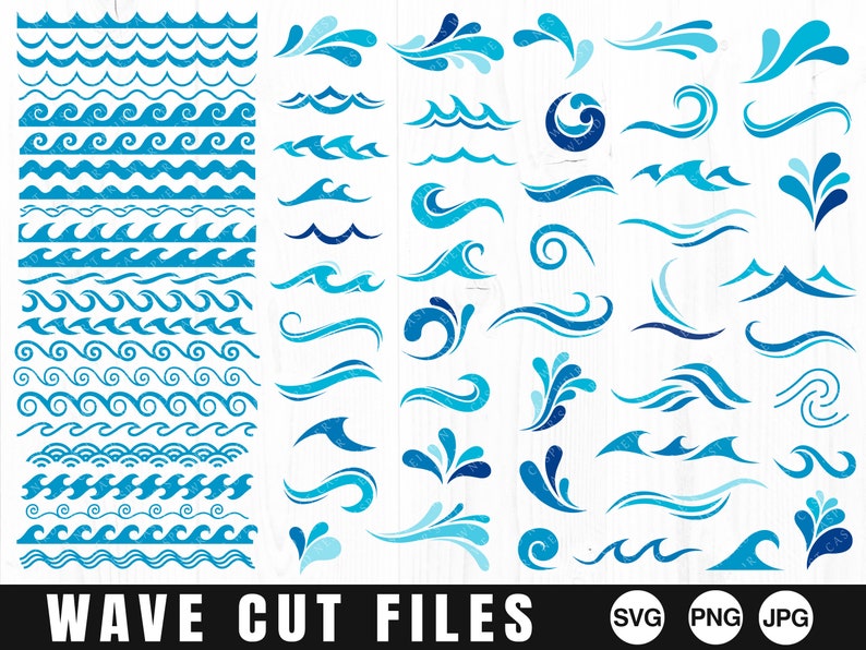 Wave Bundle - SVG, PNG, JPG, Digital Cut File, Commercial Use, Instant ...