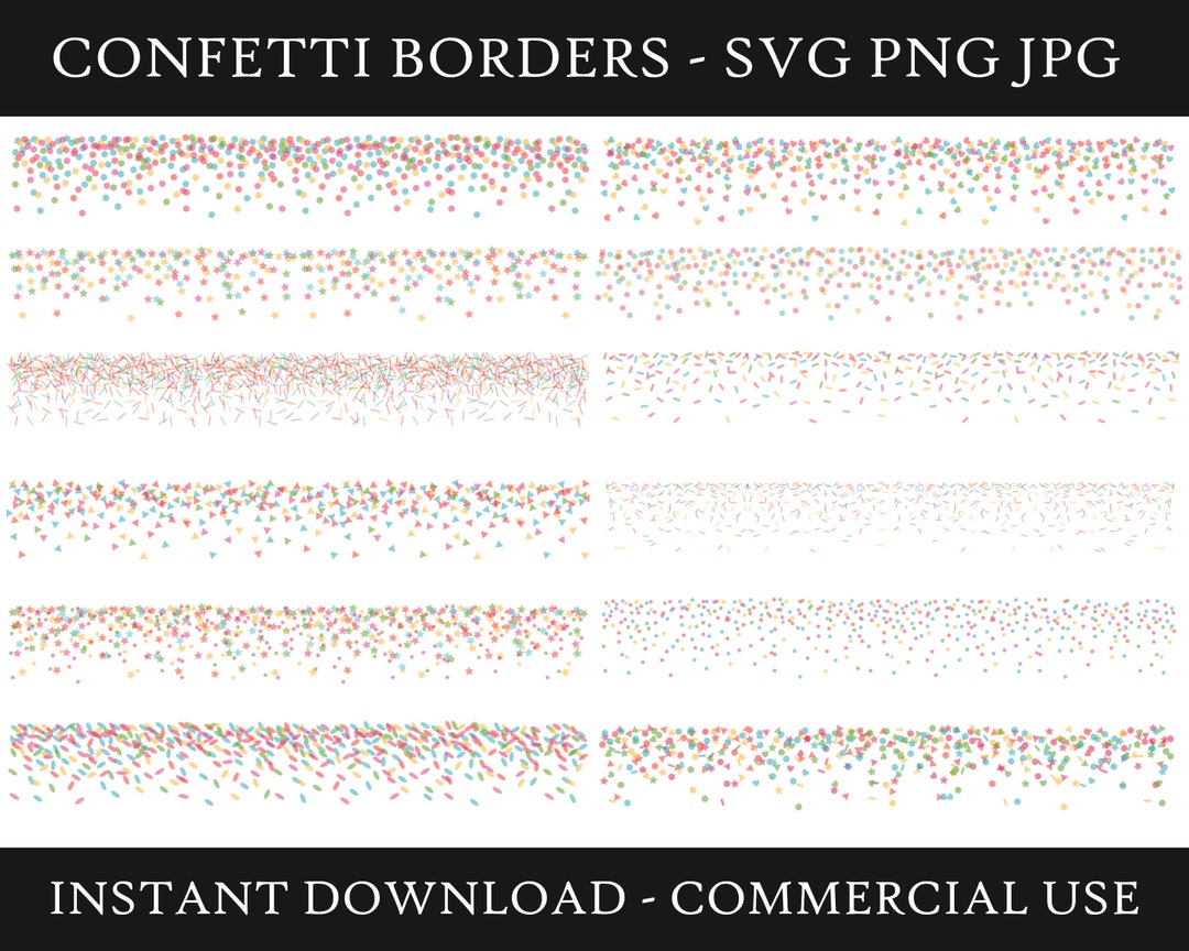 Confetti Digital Paper Border, Seamless Sprinkle Pattern, Digital Cut ...