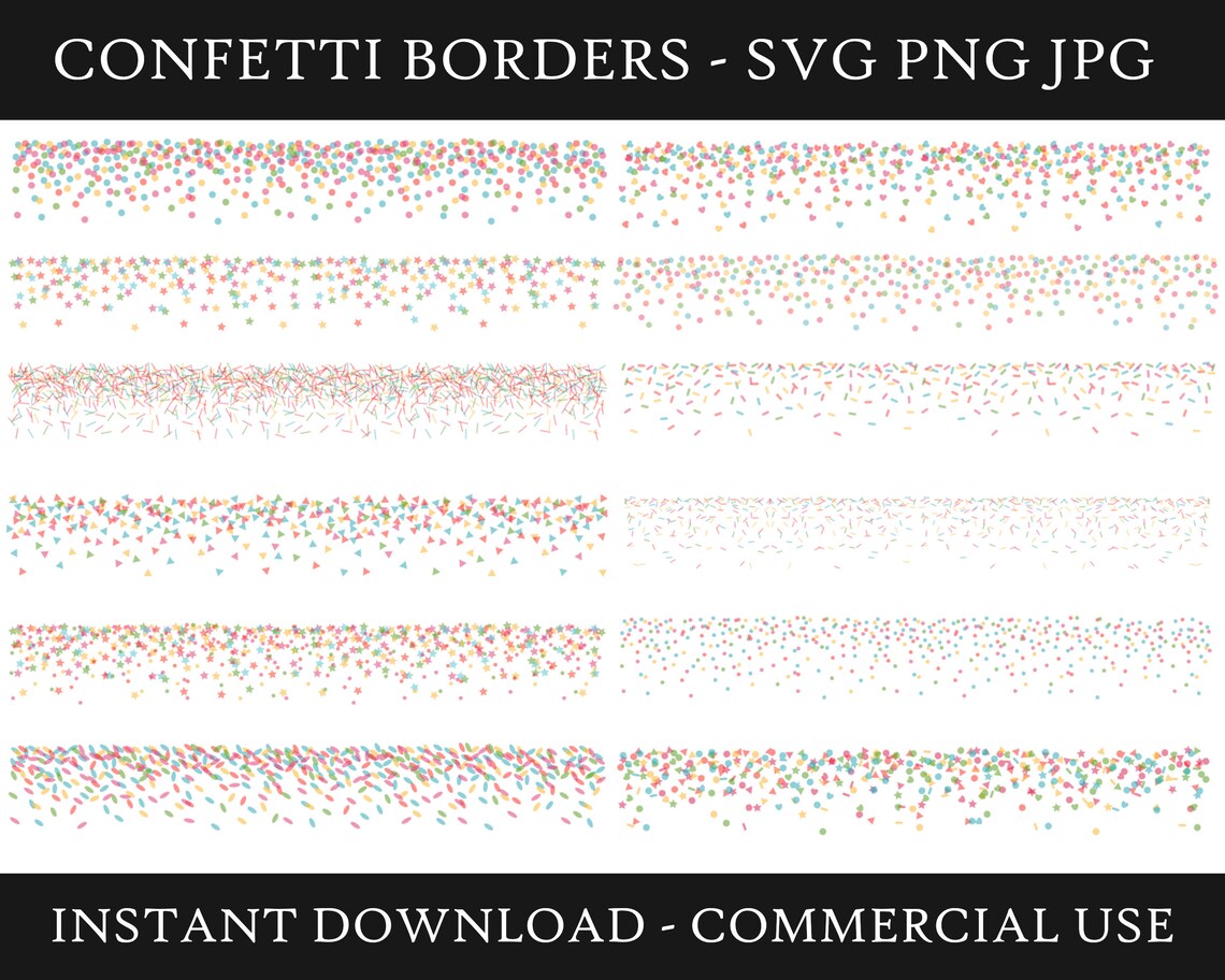 Confetti Digital Paper Border Seamless Sprinkle Pattern - Etsy